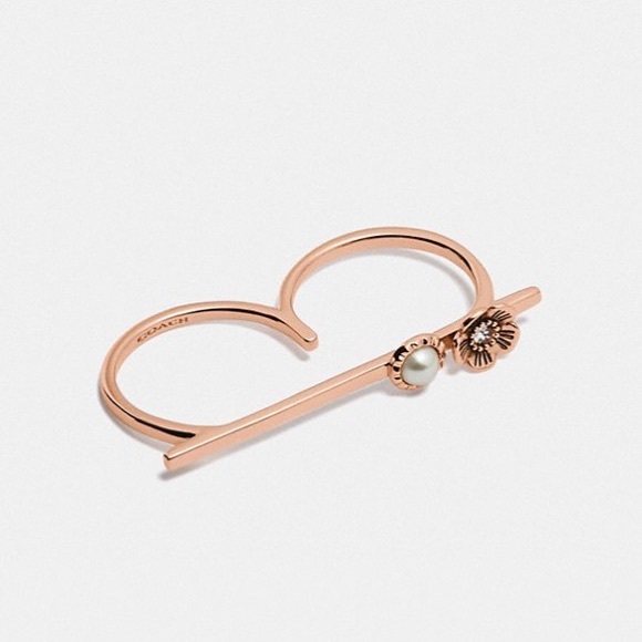 Coach | Jewelry | Coach Rose Gold Double Bar Ring | Poshmark